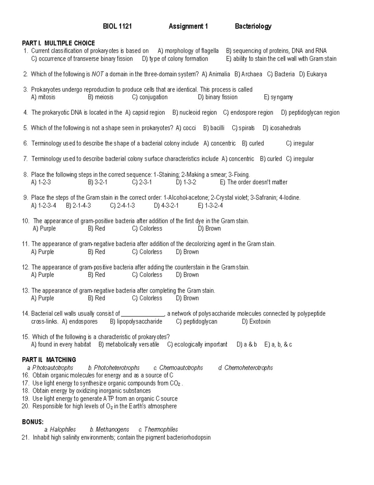 ASS1 Bacteriology - General Biology II Laboratory/ BIOL 1122 at ...