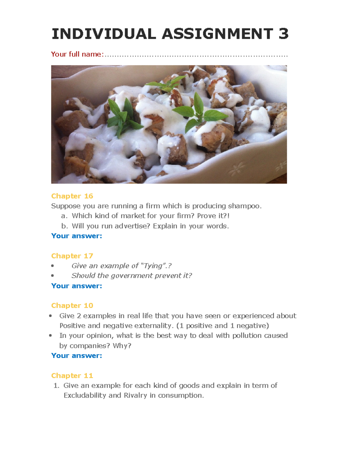 Individual assignments 3 - INDIVIDUAL ASSIGNMENT 3 Your full - Studocu