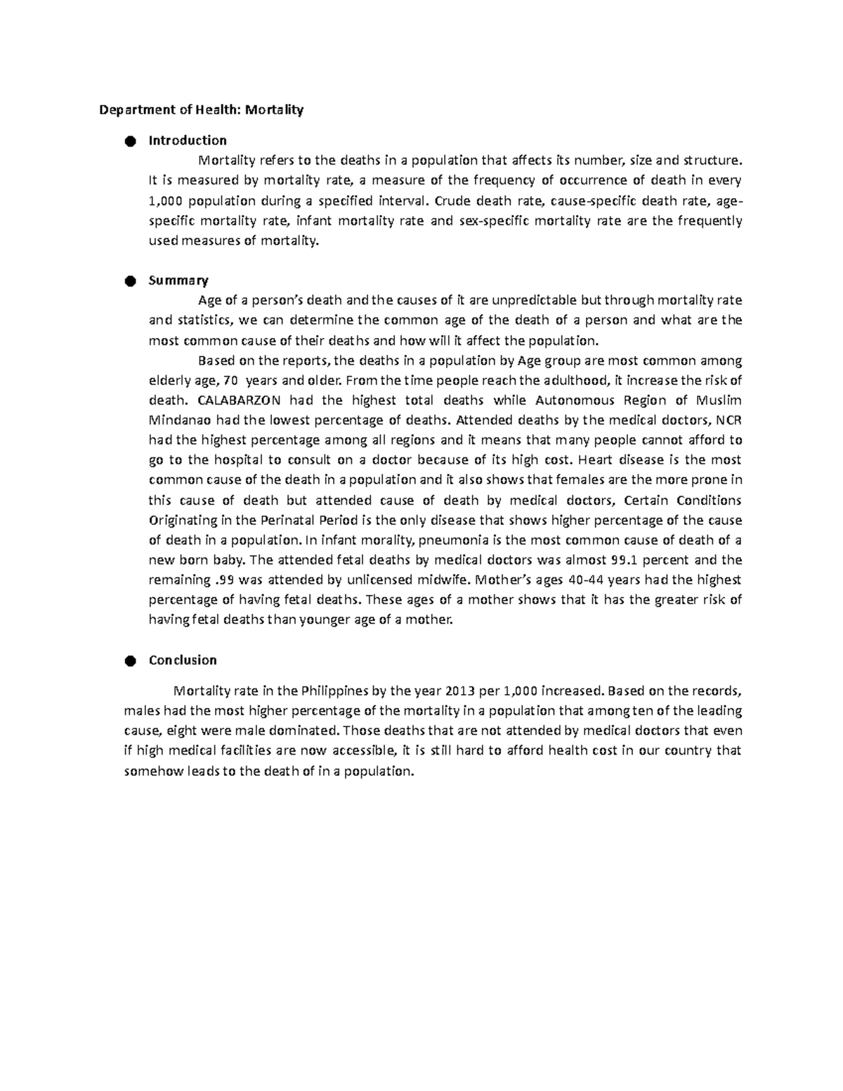 SC - Mortality - Department of Health: Mortality Introduction Mortality ...