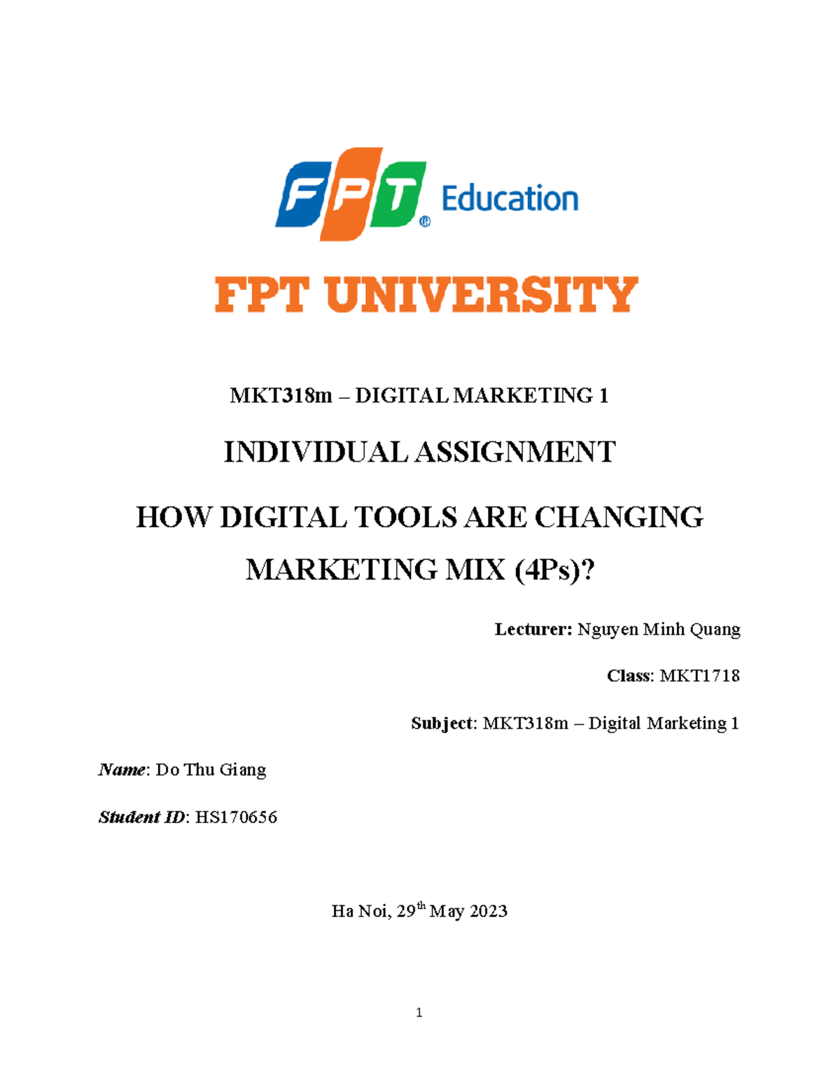 MKT318m-indi - fdsa fsdf adf - MKT318m – DIGITAL MARKETING 1 INDIVIDUAL ...