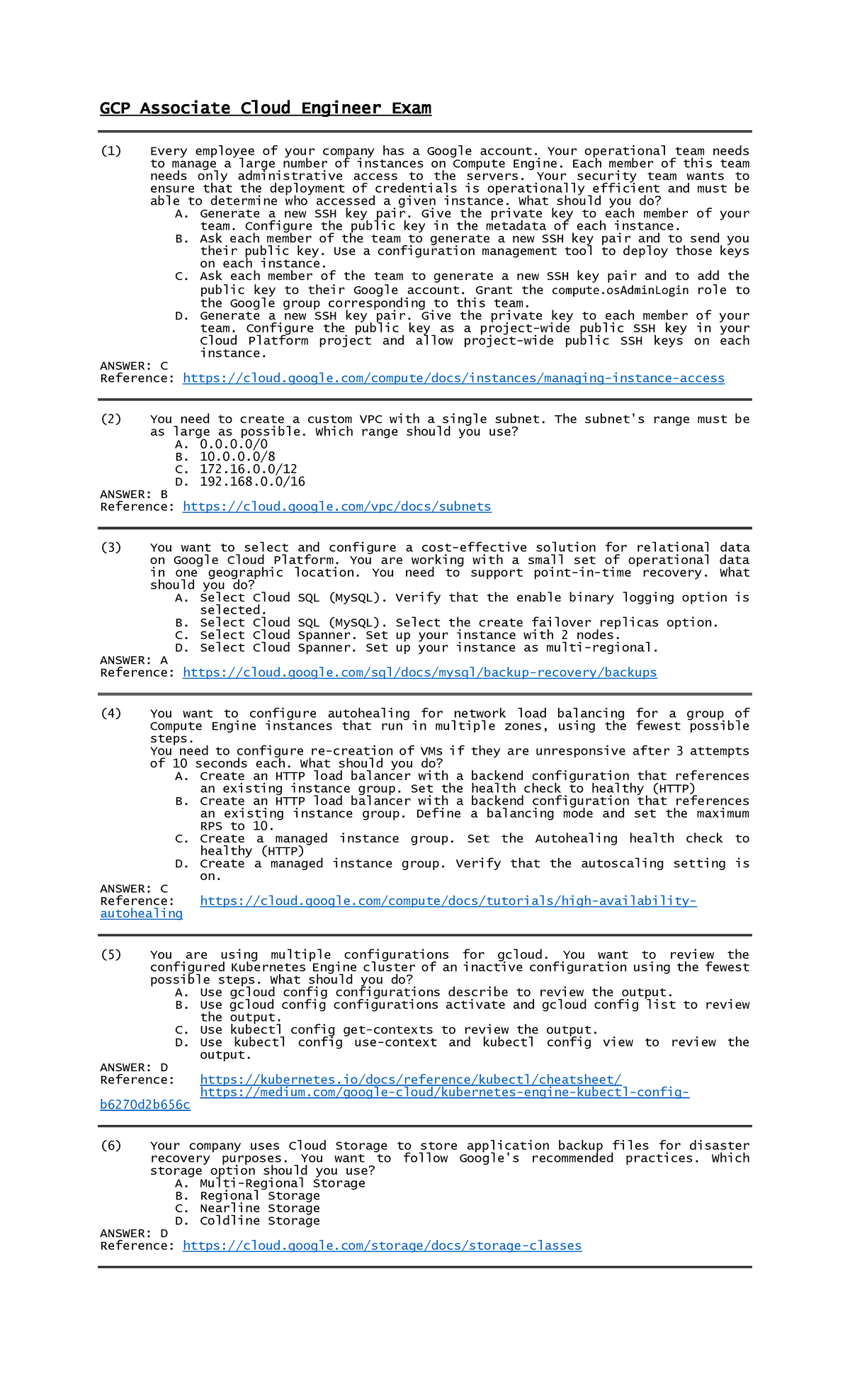 GCP Associate Cloud Engineer Exam - Your operational team needs to ...