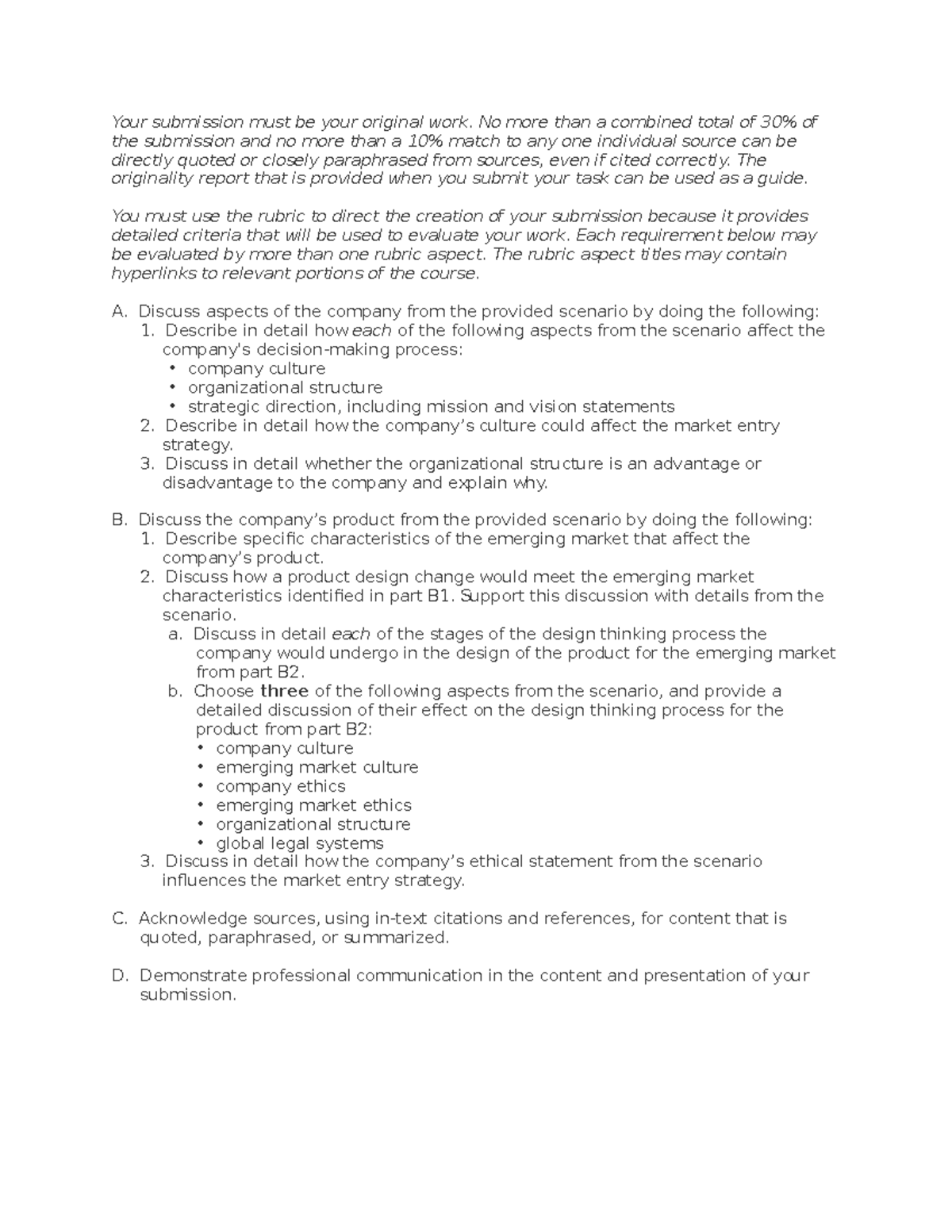 QBM1 TASK 1 Market Entry Overview - Your submission must be your ...