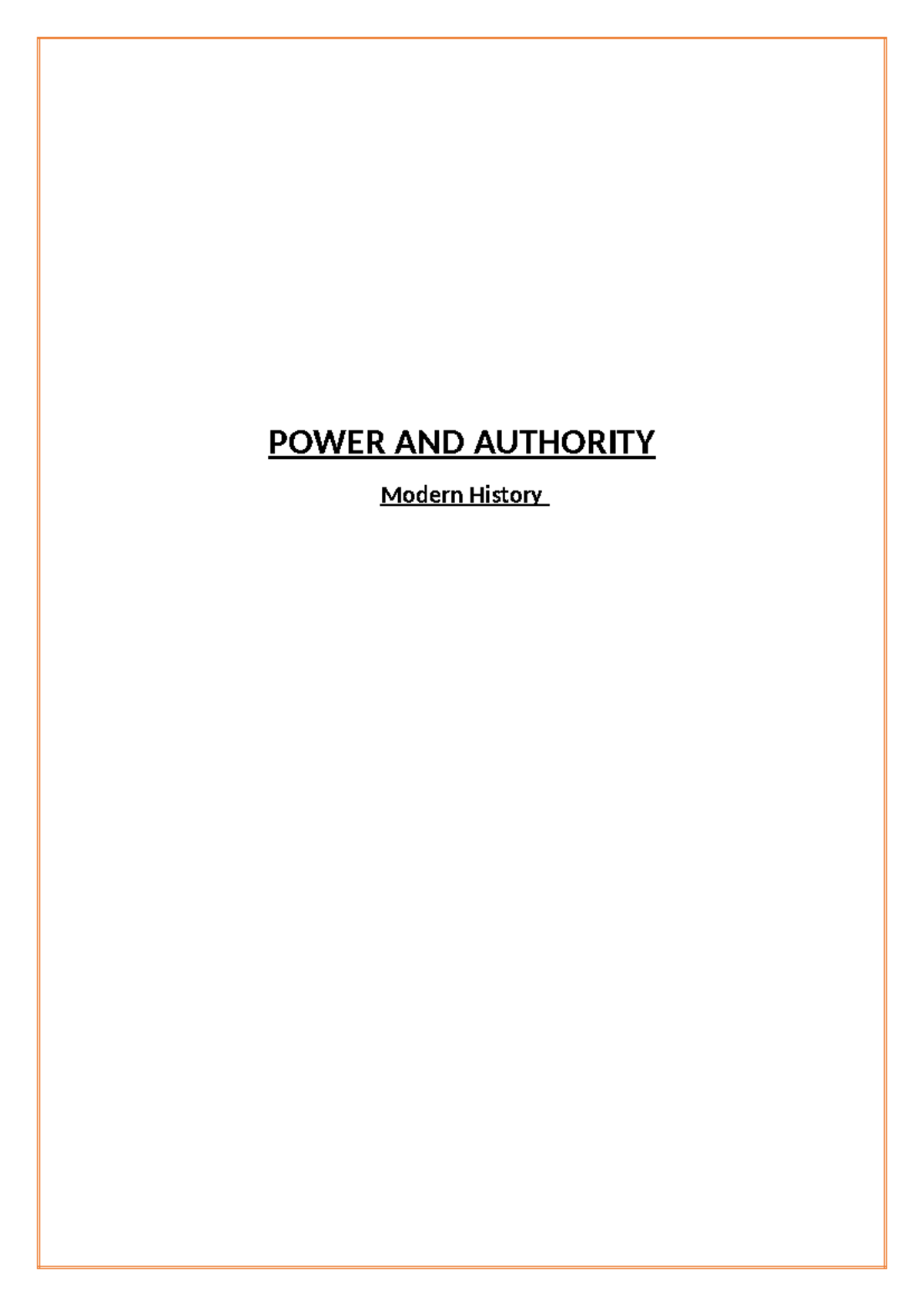 WW2 Power and Authority summary - study sheet (CIORE) - POWER AND ...