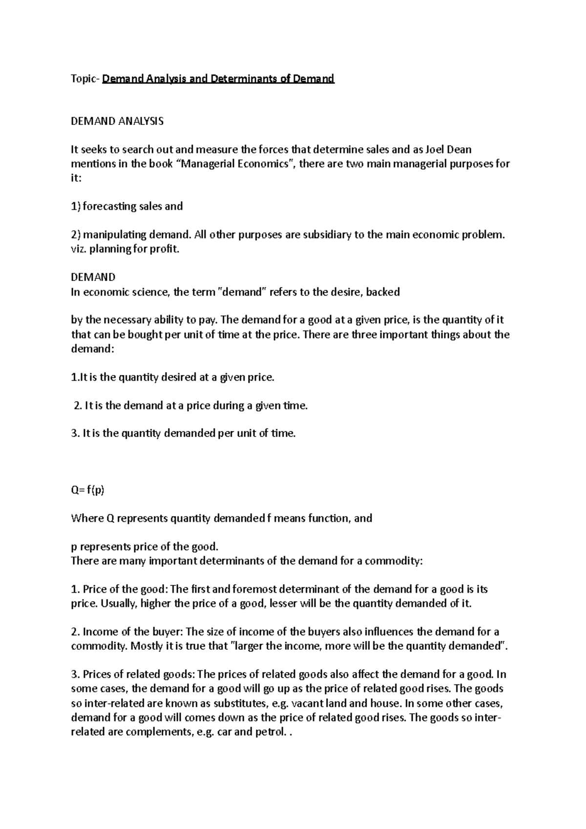 Topic-Demand Analysis and Determinants of Demand - All other purposes ...