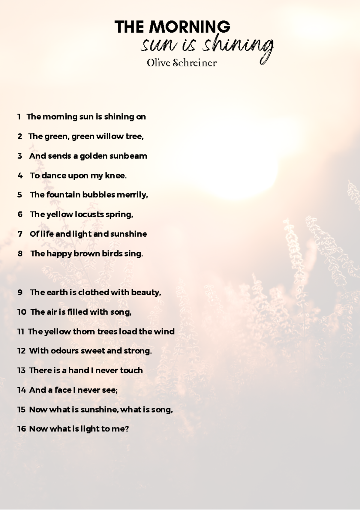 Morning-Sun-is-Shining-c1qhcn 2 - 1 The morning sun is shining on 2 The ...