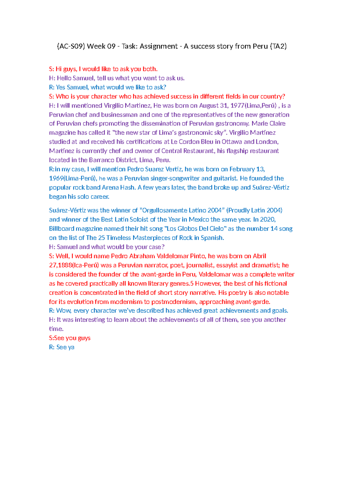 Task academic 2 - Tarea - (AC-S09) Week 09 - Task: Assignment - A success story from Peru (TA2 ...