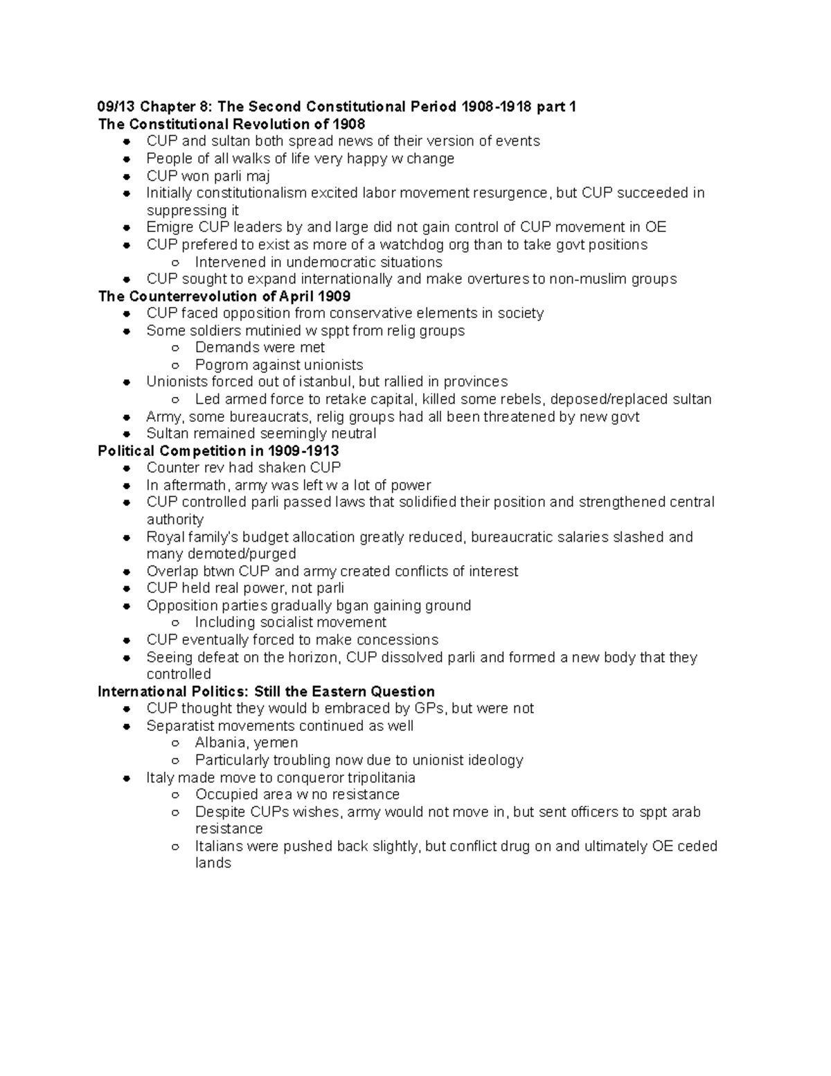 Chapter 8 The Second Constitutional Period 1908-1918 part 1 - Studocu