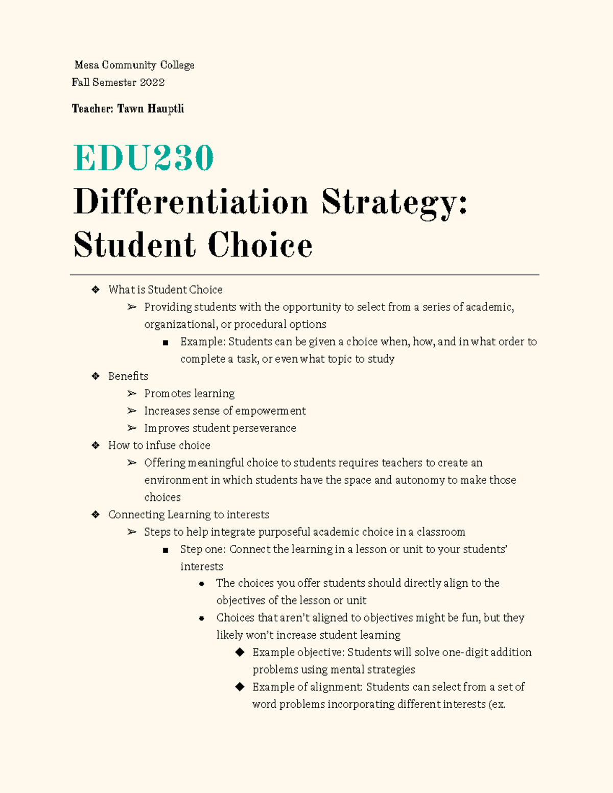 Inspire 38- Differentiation Strategy: Student Choice - Mesa Community ...