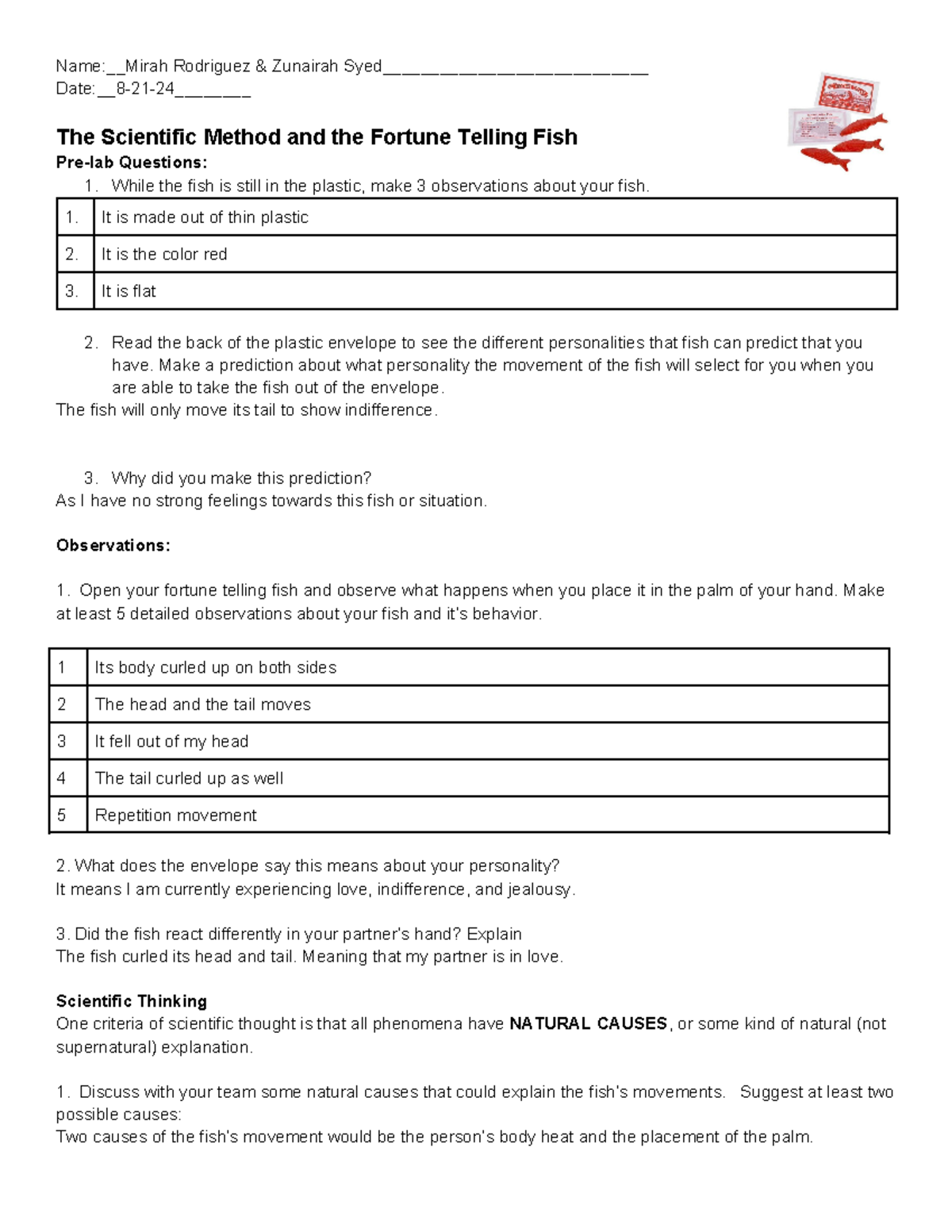 Copy of Fortune Telling Fish - Name:Mirah Rodriguez & Zunairah Syed