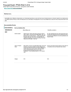 PTSD mental status note - 2/16/2020 Focused Exam: PTSD | In Progress ...