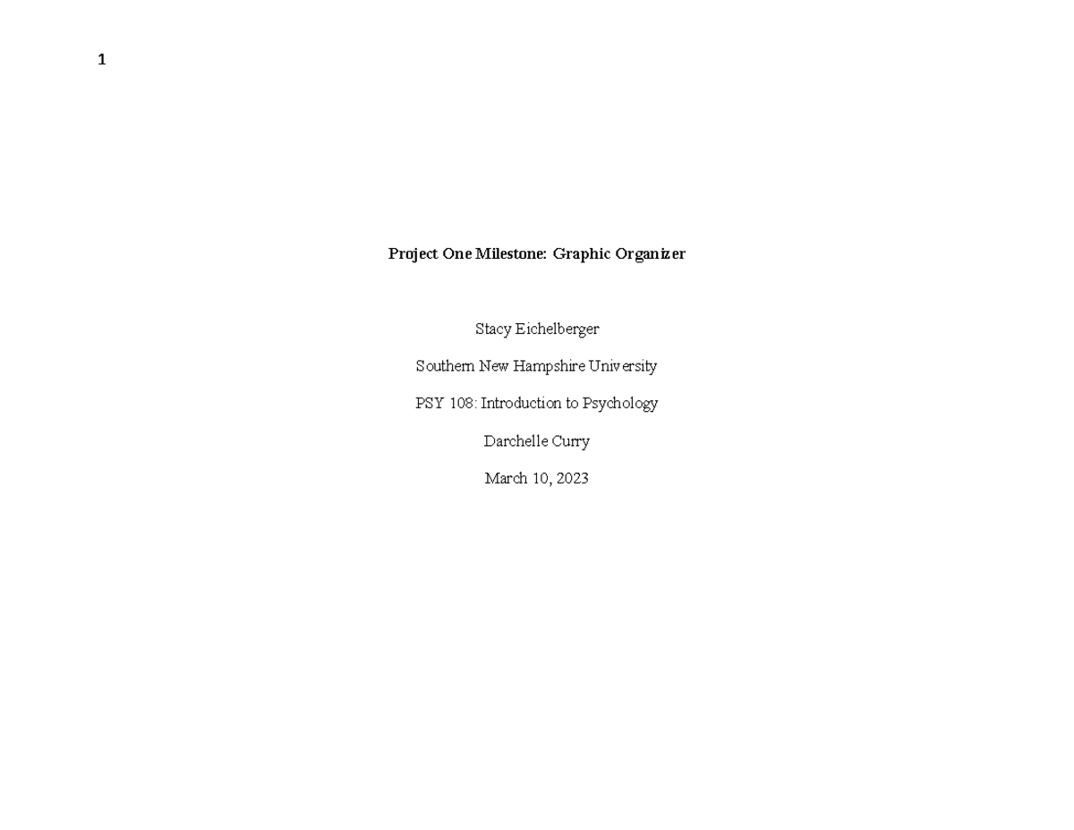 PSY108 Project One Milestone - Project One Milestone: Graphic Organizer ...