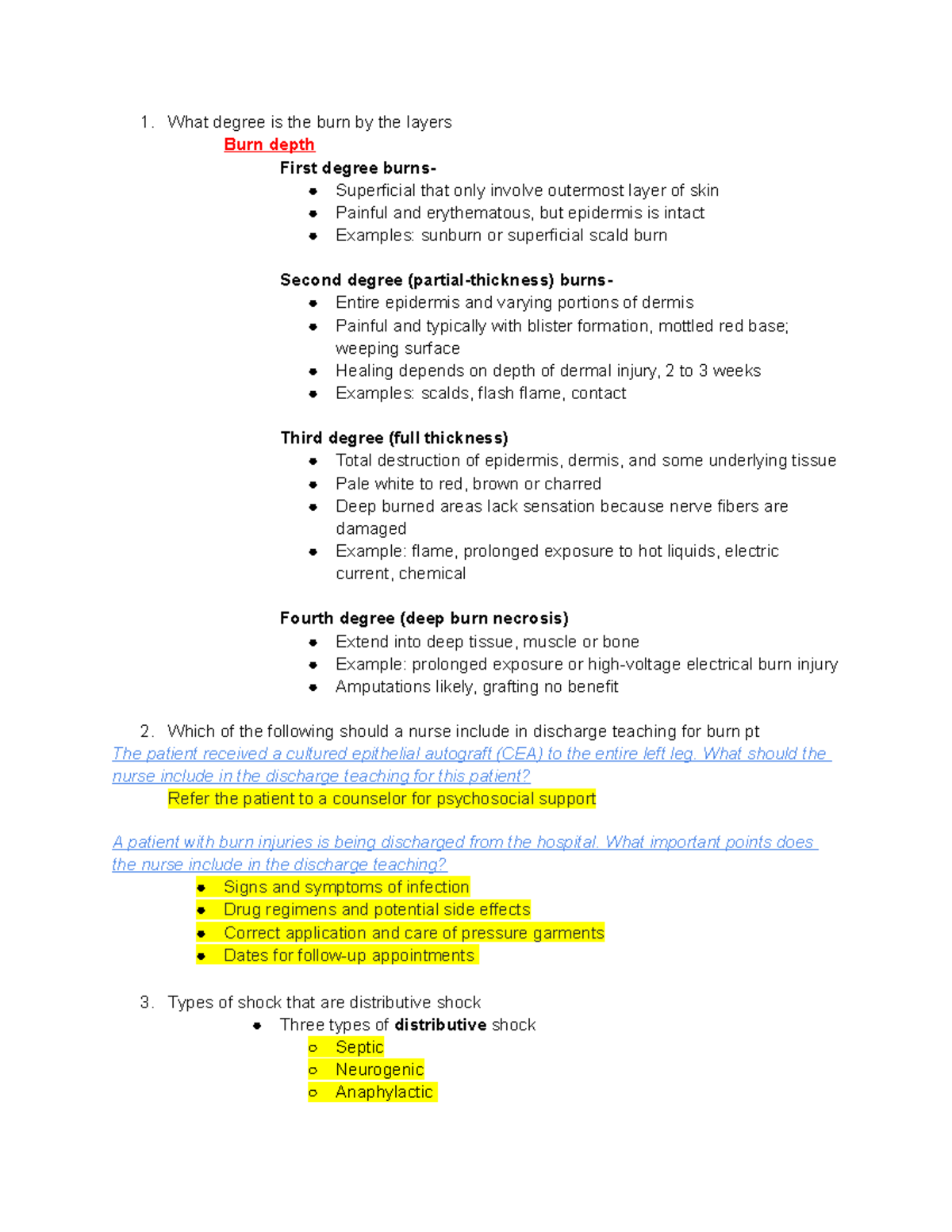 Blueprint 4 - Study Guide - What degree is the burn by the layers Burn ...