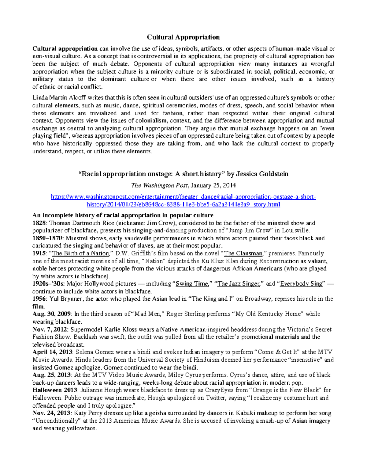 Cultural Appropriation(Module Week 3) - Cultural Appropriation Cultural ...