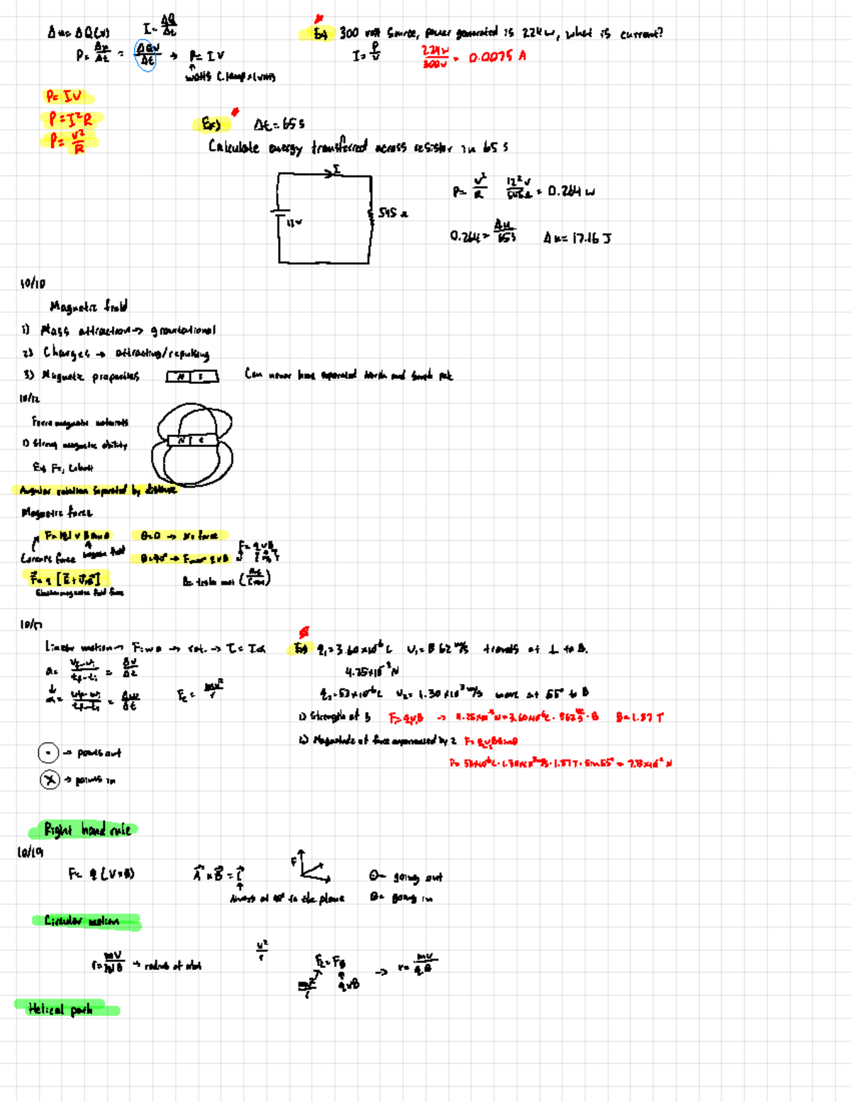 14 - Examples dealing with current, magnetic field, angular rotations, Lorent's force, - Studocu