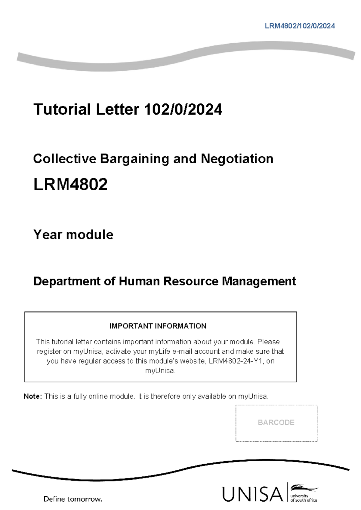 Tutorial letter 102 - Tutorial Letter 10 2 / 0 / 2024 Collective ...