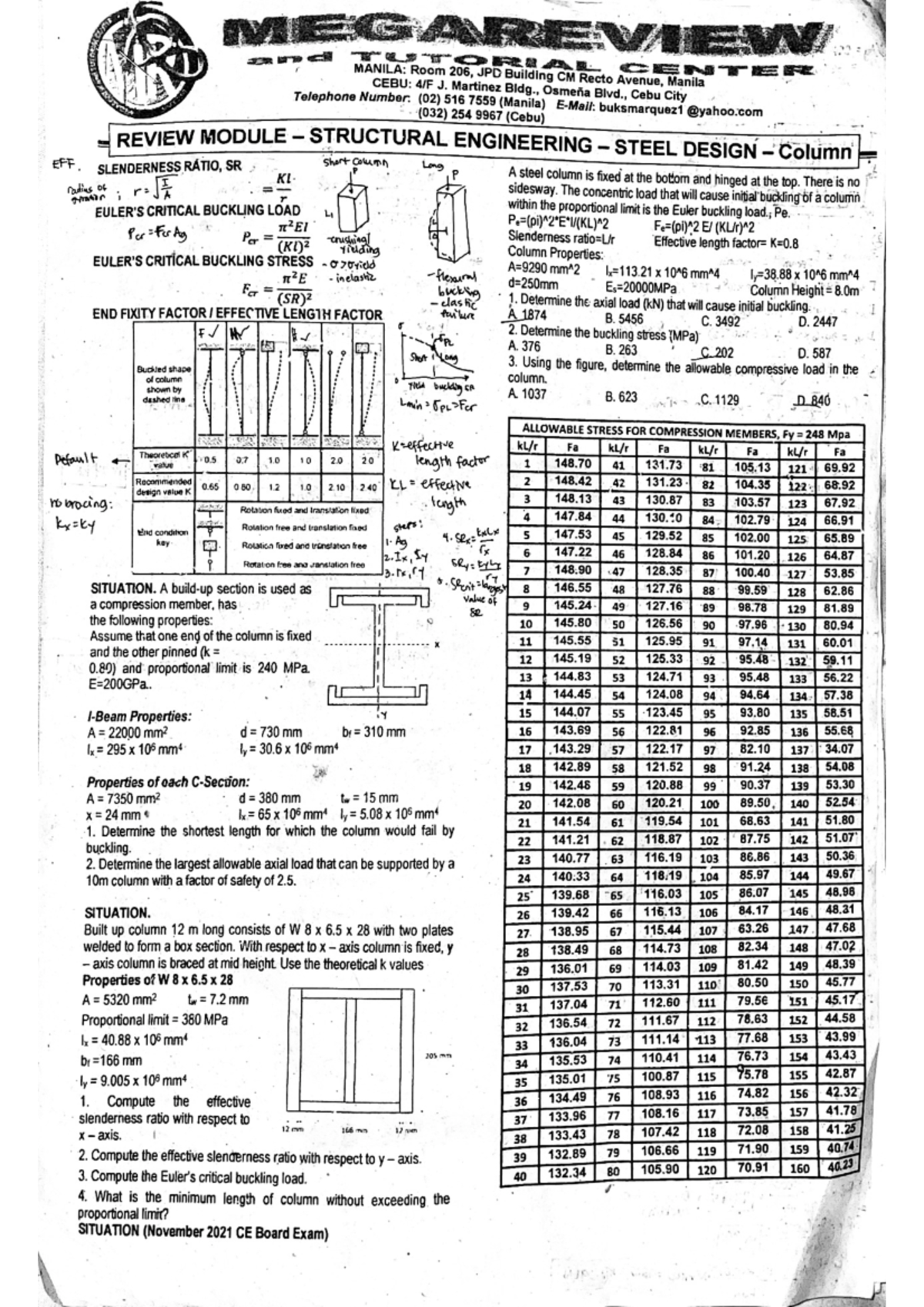 Steel Design Column - Structural Design 2A (Steel Design) - Studocu