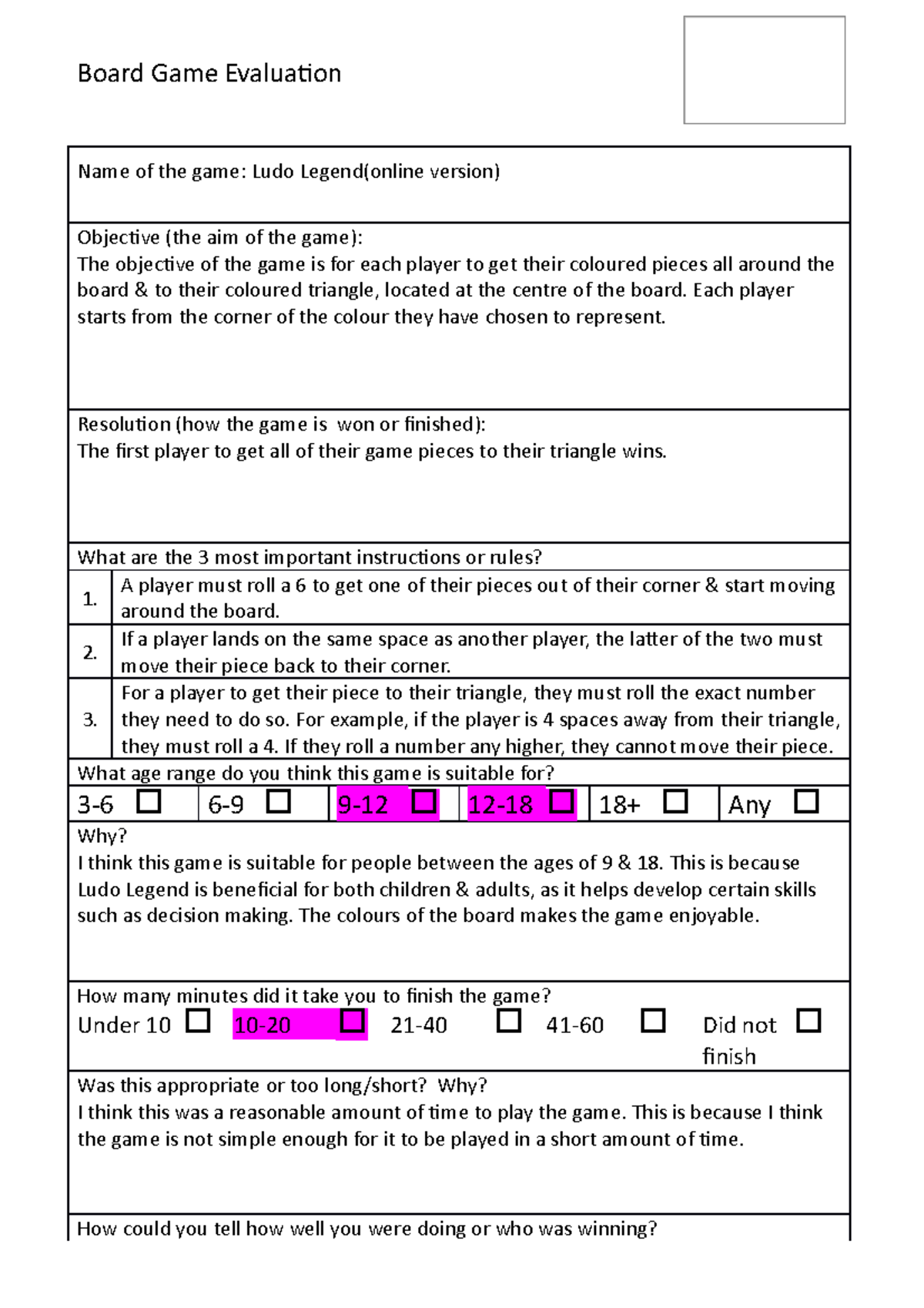 Ludo legend evaluation - Board Game Evaluation Name of the game: Ludo Legend(online version ...