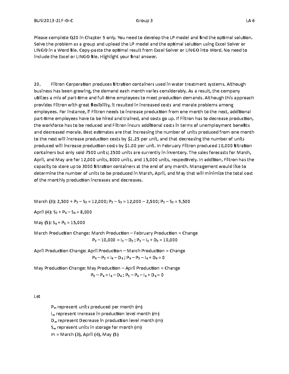 BUSI2013-LA 6 - WEEk 6 - BUSI 2013 - Yorkville - Studocu