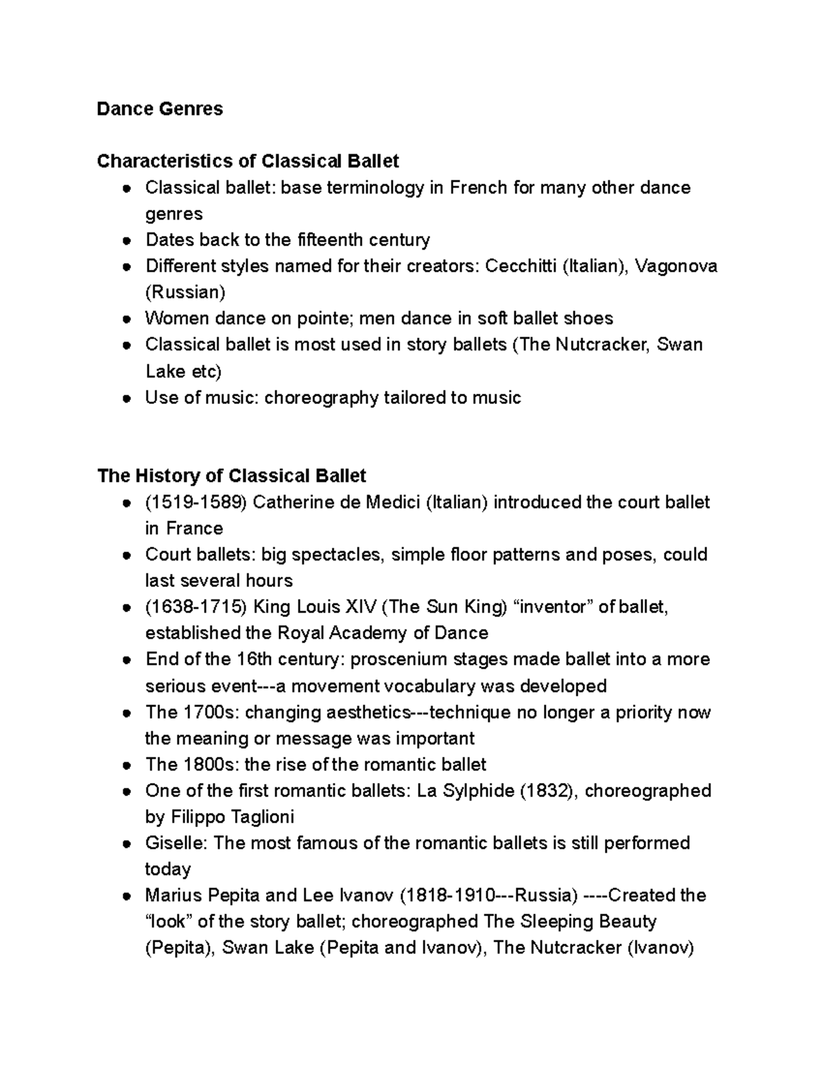 Dance Notes #2 - Dance Genres Characteristics of Classical Ballet ...