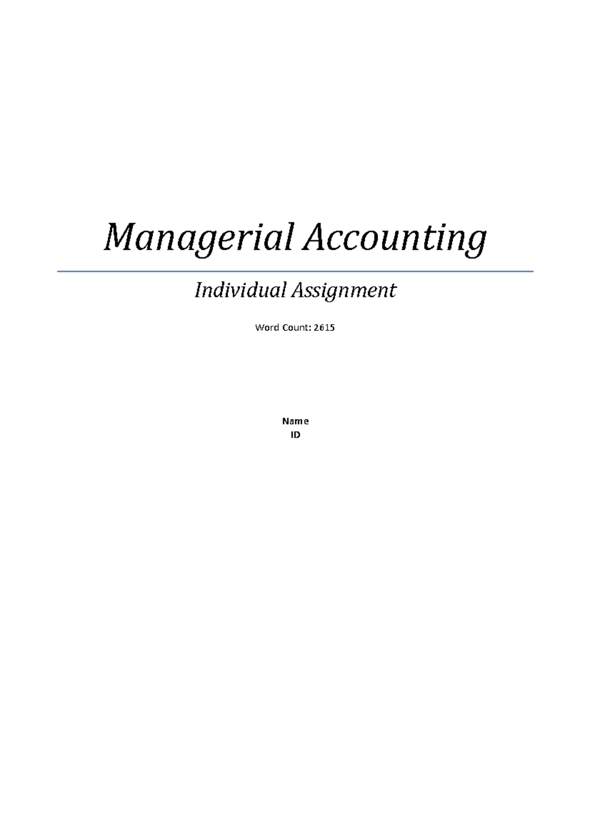 4 managerial - Corporate Accounting - Managerial Accounting Individual ...