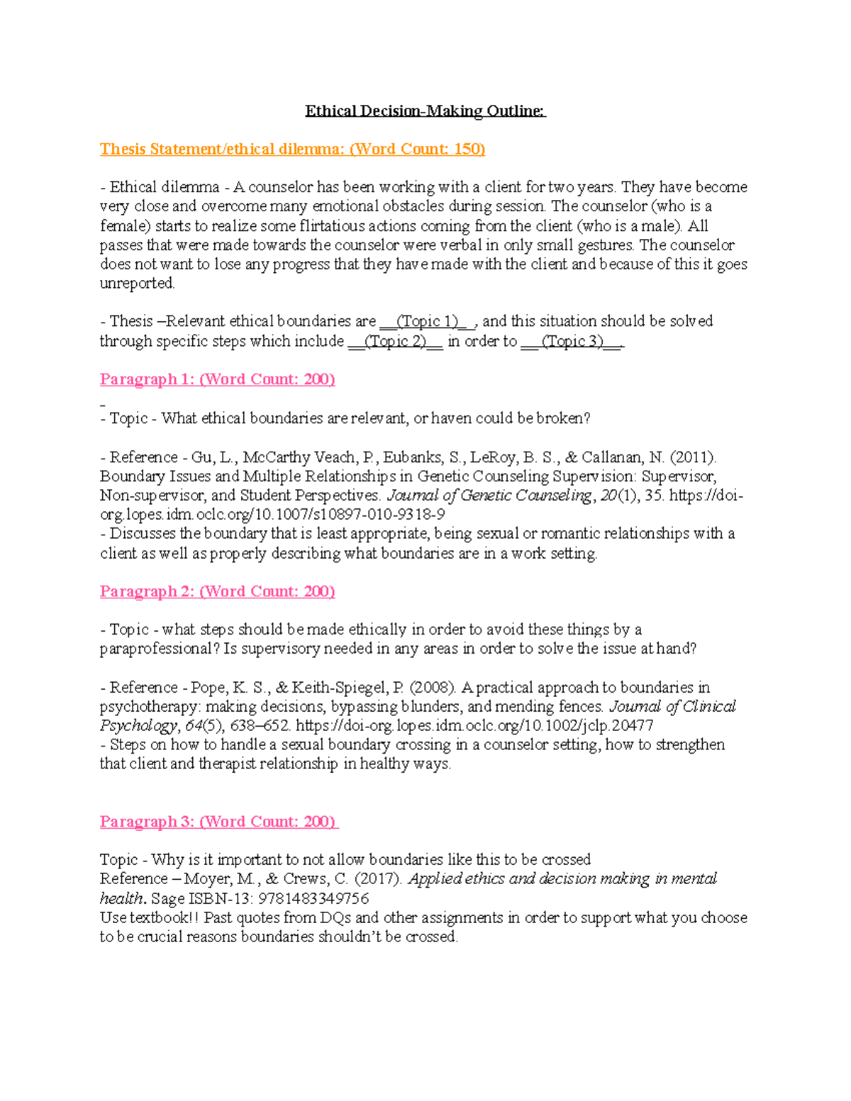 Emma Mancini T3 Outline and Sources for Paper - Ethical Decision-Making ...