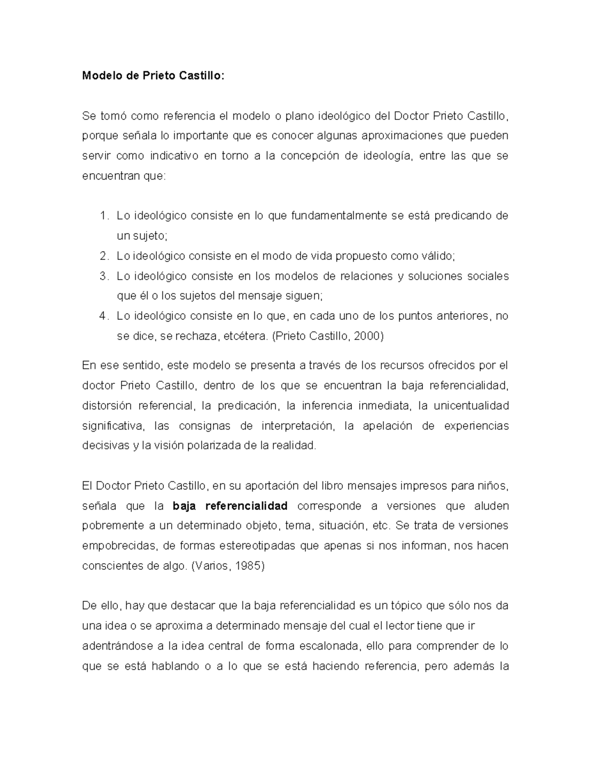 Modelo de Prieto Castillo - Lo ideológico consiste en lo que ...