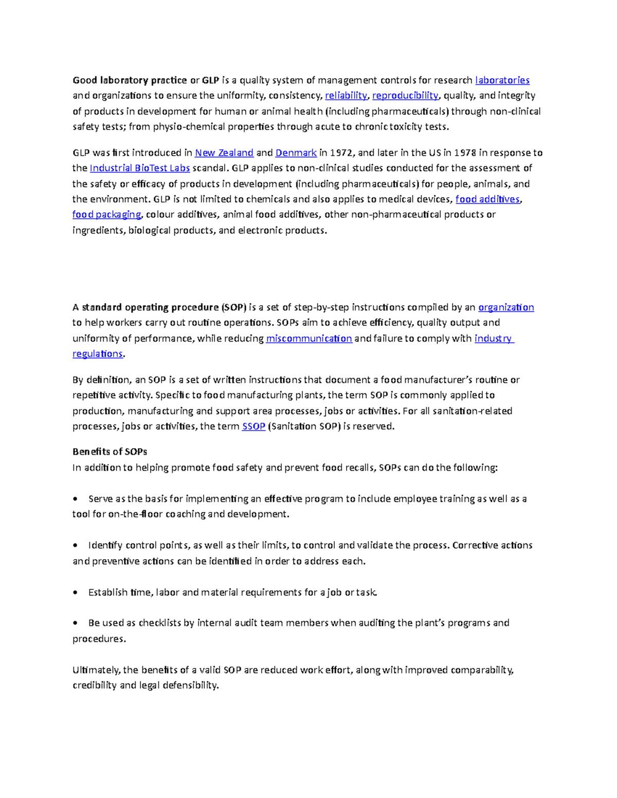 GLP and SOP - GLP and SOP - Good laboratory practice or GLP is a ...