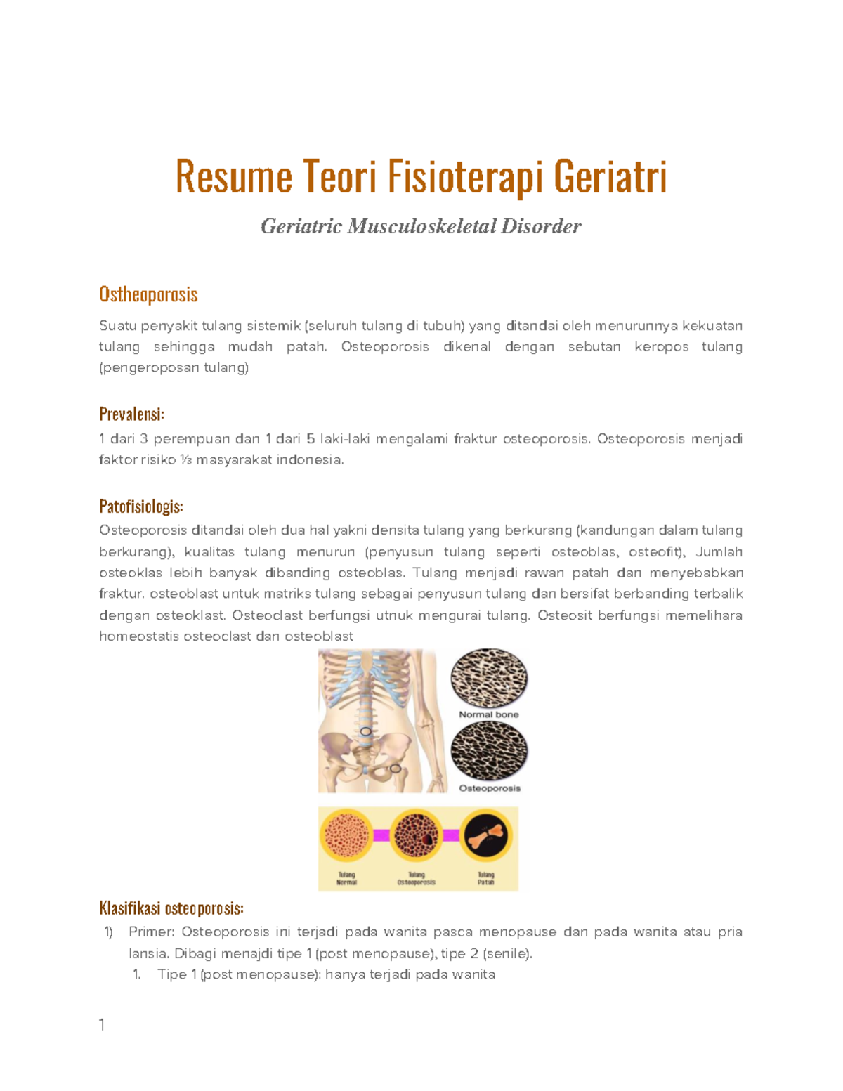 Geriatric musckuloskeletal disorder - 1 Resume Teori Fisioterapi ...