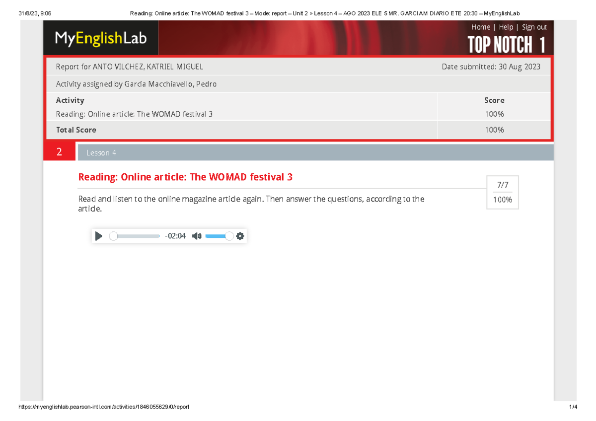 Reading Online article The Womad festival 3 – Mode report – Unit 2 ...