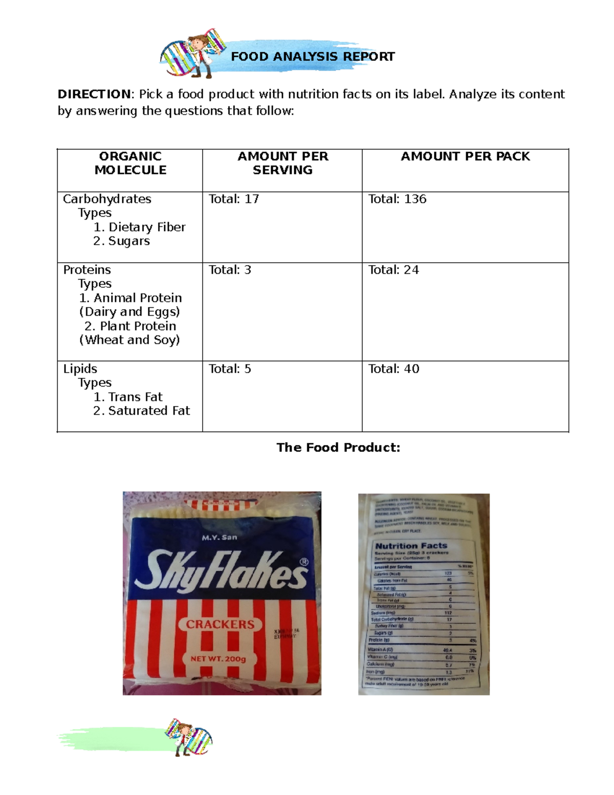 FOOD- Labels-LAB - this is about food label - FOOD ANALYSIS REPORT ...