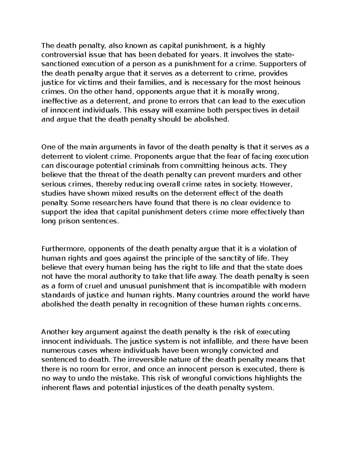 Document - The death penalty, also known as capital punishment, is a ...