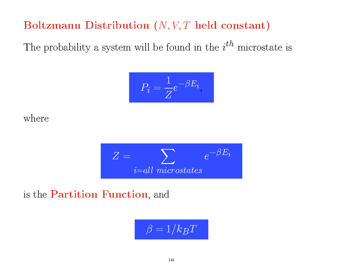 Lecture-15 - Lecture-15 - Boltzmann Distribution (N, V, T held constant ...