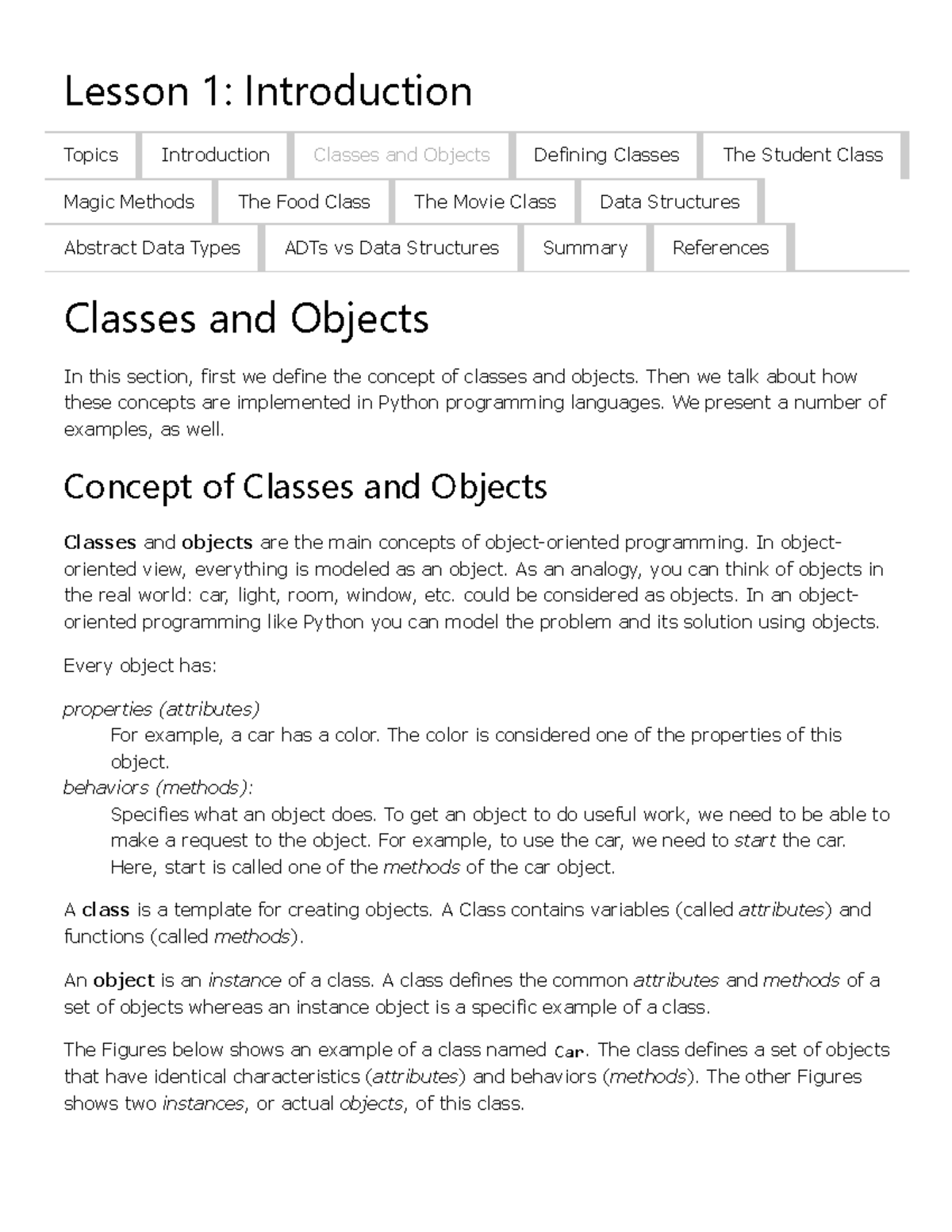 CP164 Notes Lesson 1 Getting Started - Topics Introduction Classes and ...