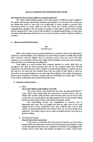 How is pop culture related to your chosen discipline/program - It is ...