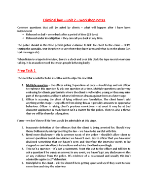 Adv crim 6 - adv crim ws 6- unit handout and answers. - ACLP22 - Studocu