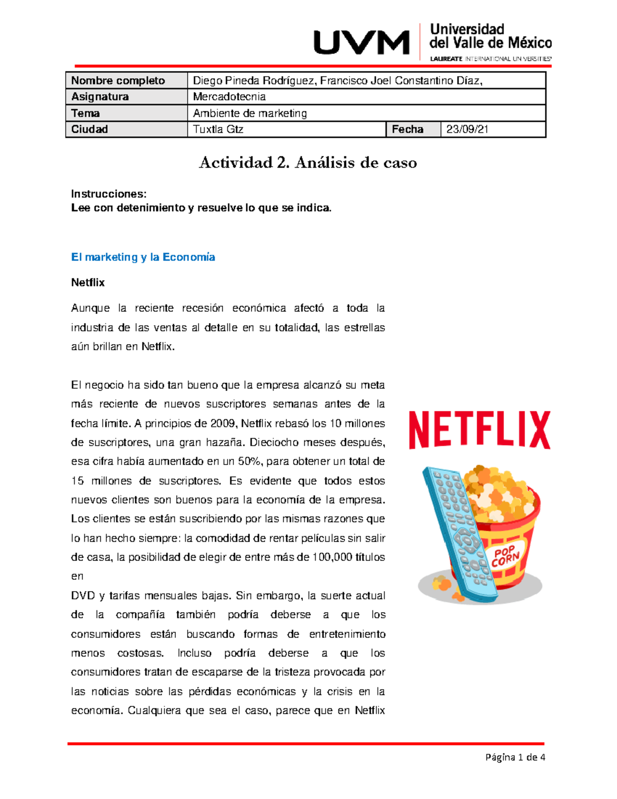 A2 Caso Netflix - caso practico - Nombre completo Diego Pineda ...