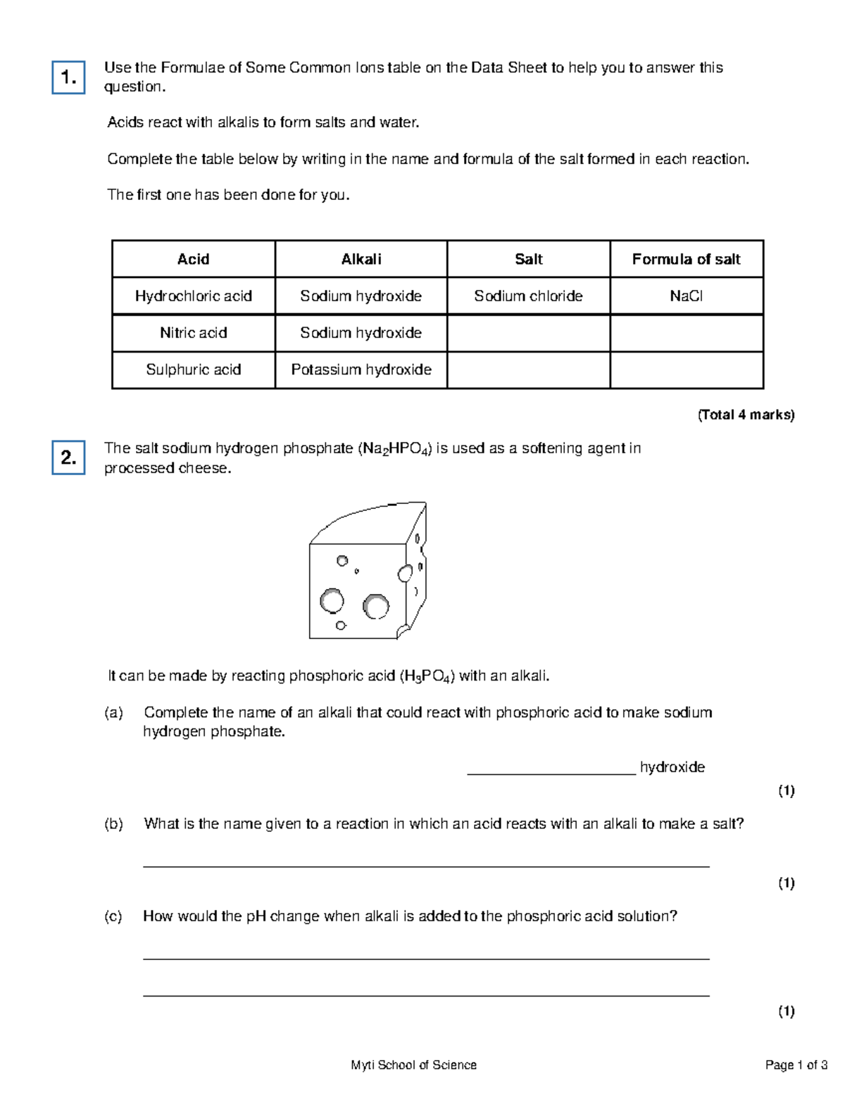 New Document 1-724 - ... - Use the Formulae of Some Common Ions table ...