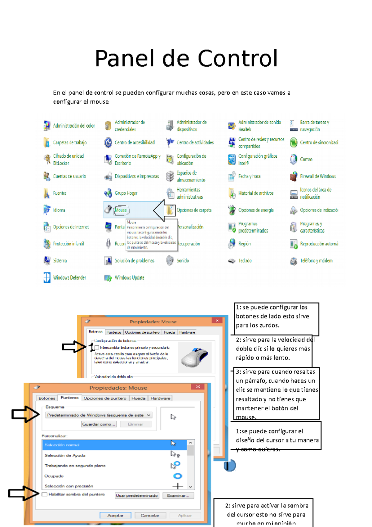 Panel de Control - computacion - Panel de Control En el panel de ...