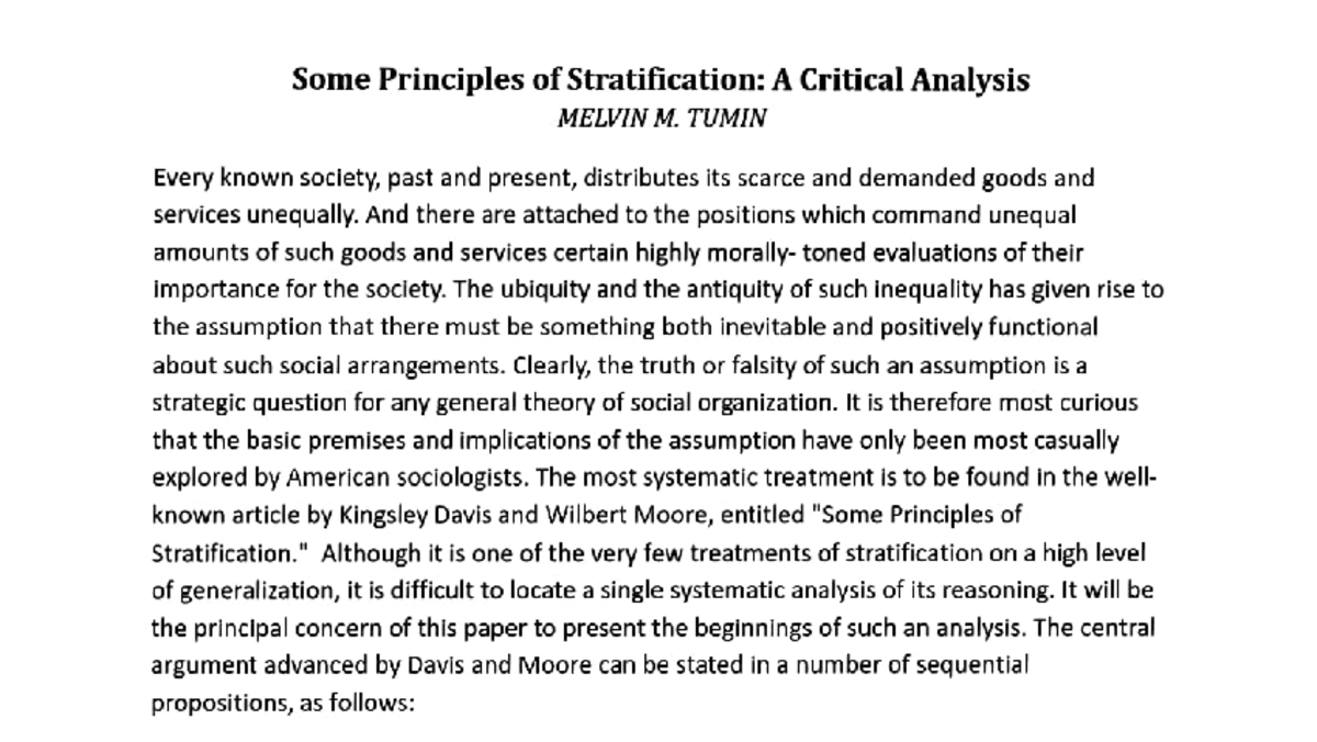 Davis and moore ch2 - Some Principles of Stratification: A Critical ...