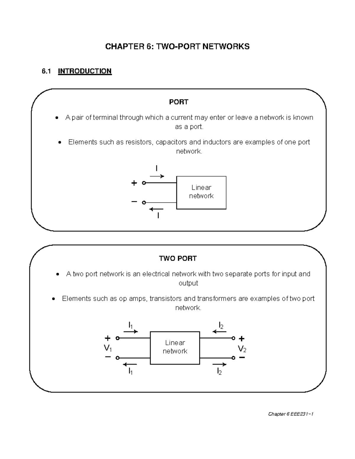 Chap6 Two Port Network Tutorial Chapter 6 Two Port Networks 6 Introduction Two Port A Two