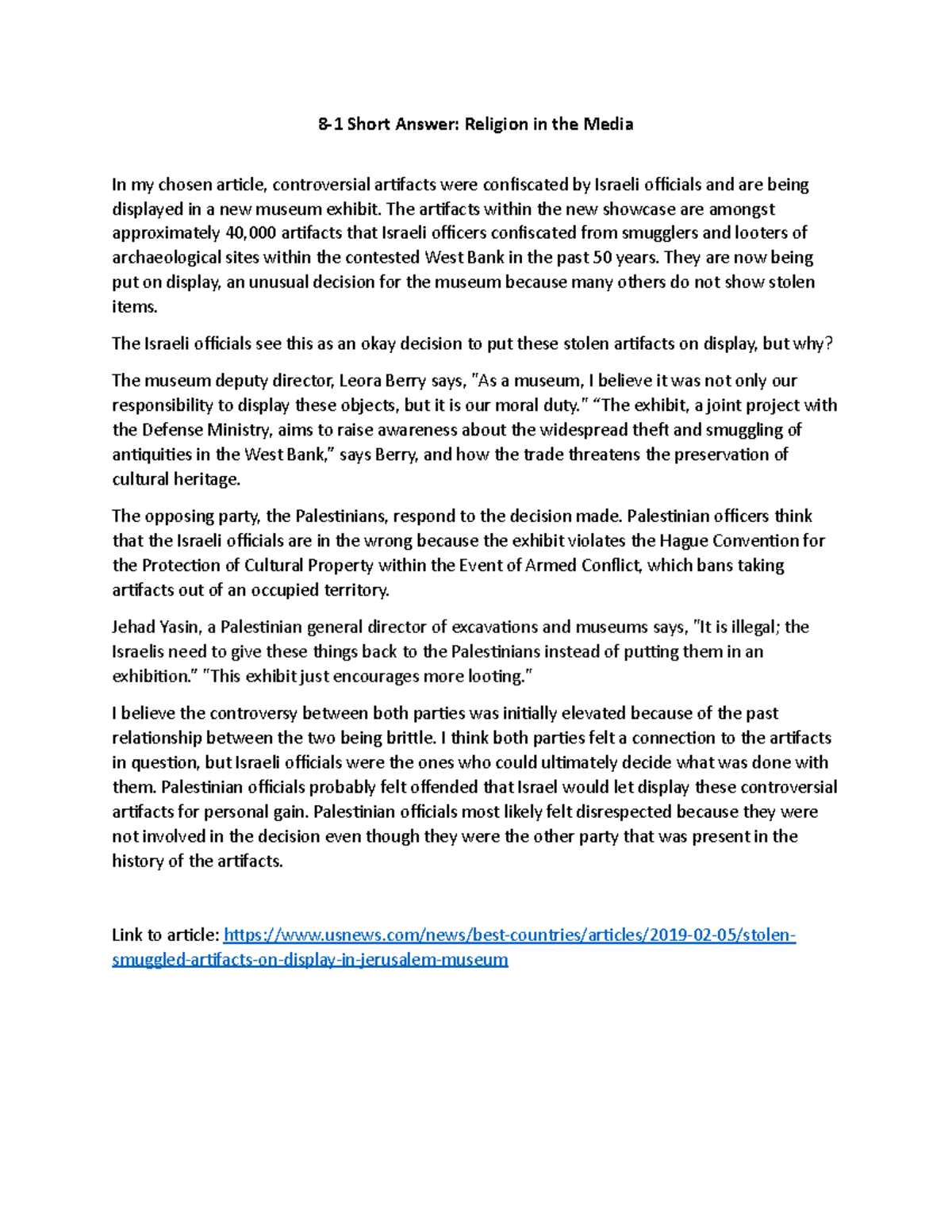 Module 8 Short Answer - Religion in the Media - 8-1 Short Answer ...