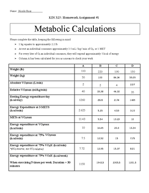 Lab4 calculations NR - kin 325 lab - KIN 325 - Studocu