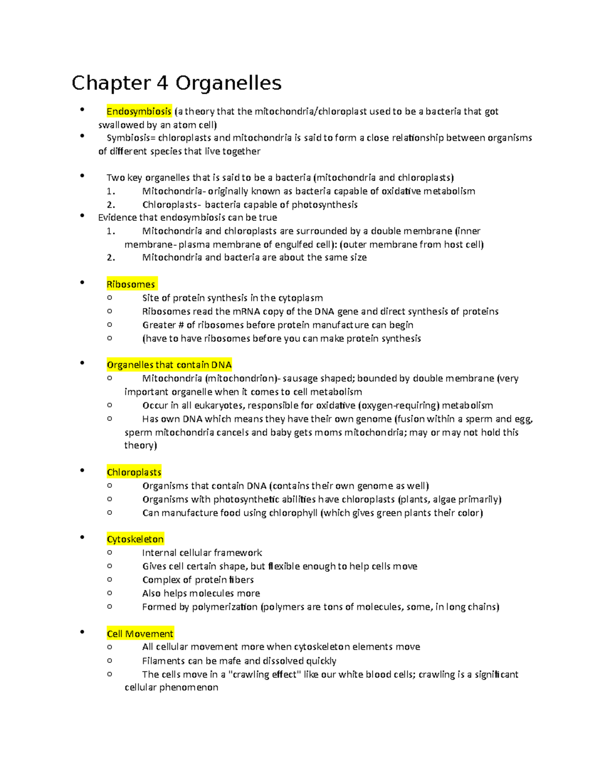 Complete General Biology 1 notes - Chapter 4 Organelles Endosymbiosis ...