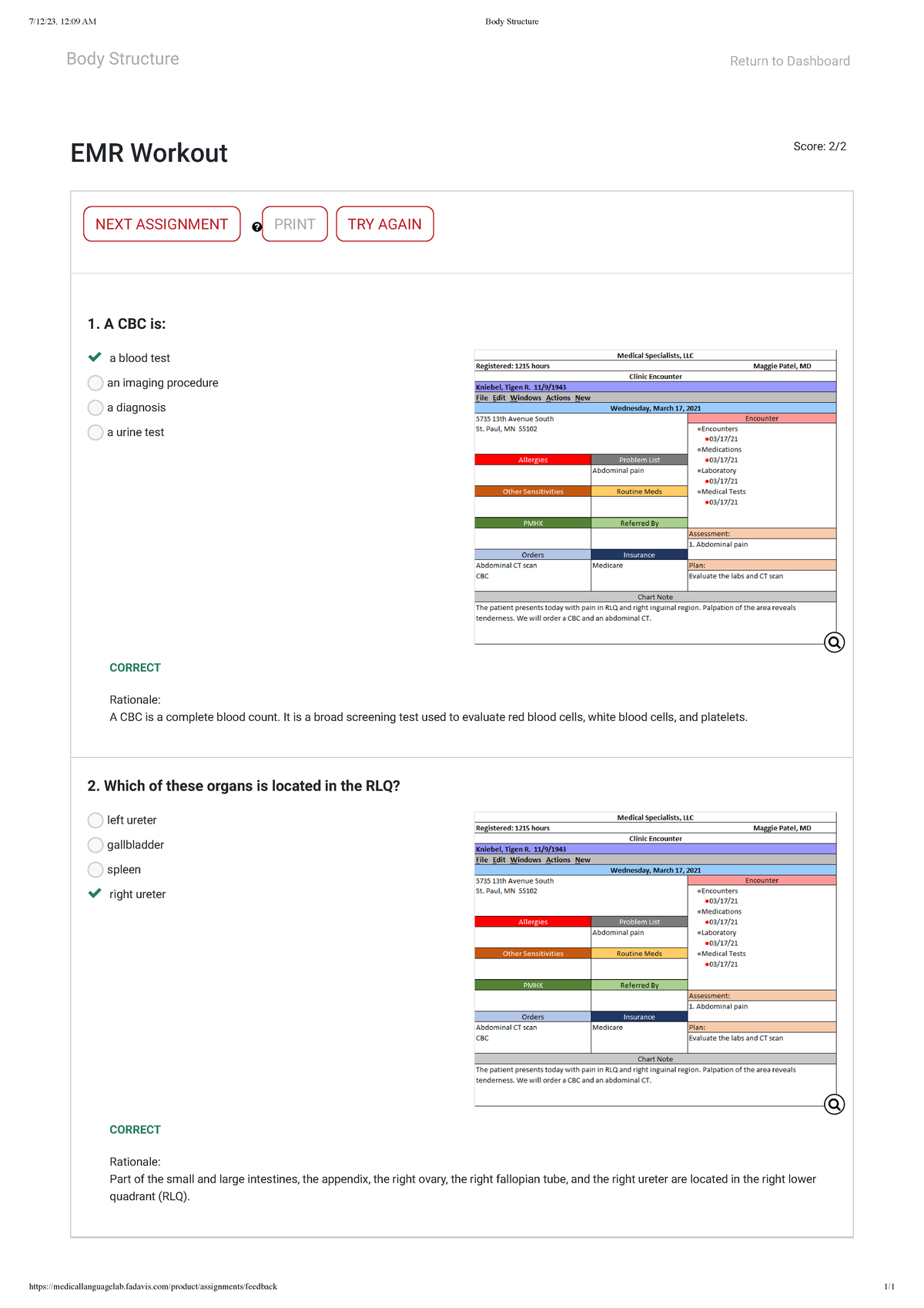 C4 EMR - assignment - 7/12/23, 12:09 AM Body Structure - Studocu