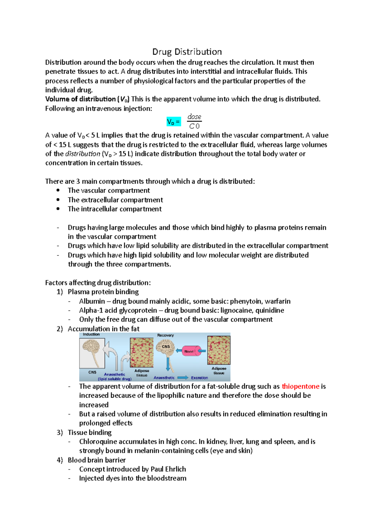 Drug Distribution - Drug Distribution Distribution around the body ...