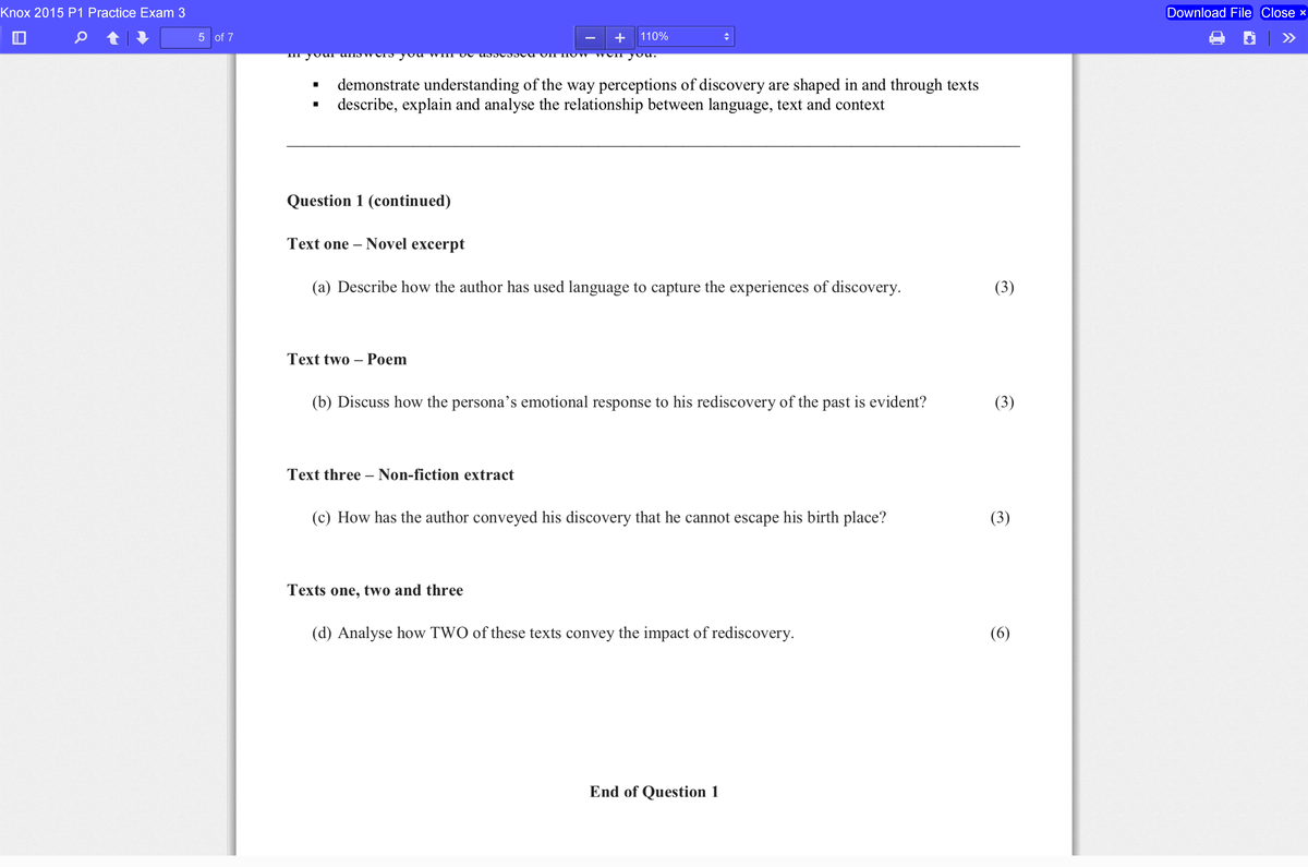 Knox 2015 P1 Practice Exam 6 - In your answers you will be assessed on ...