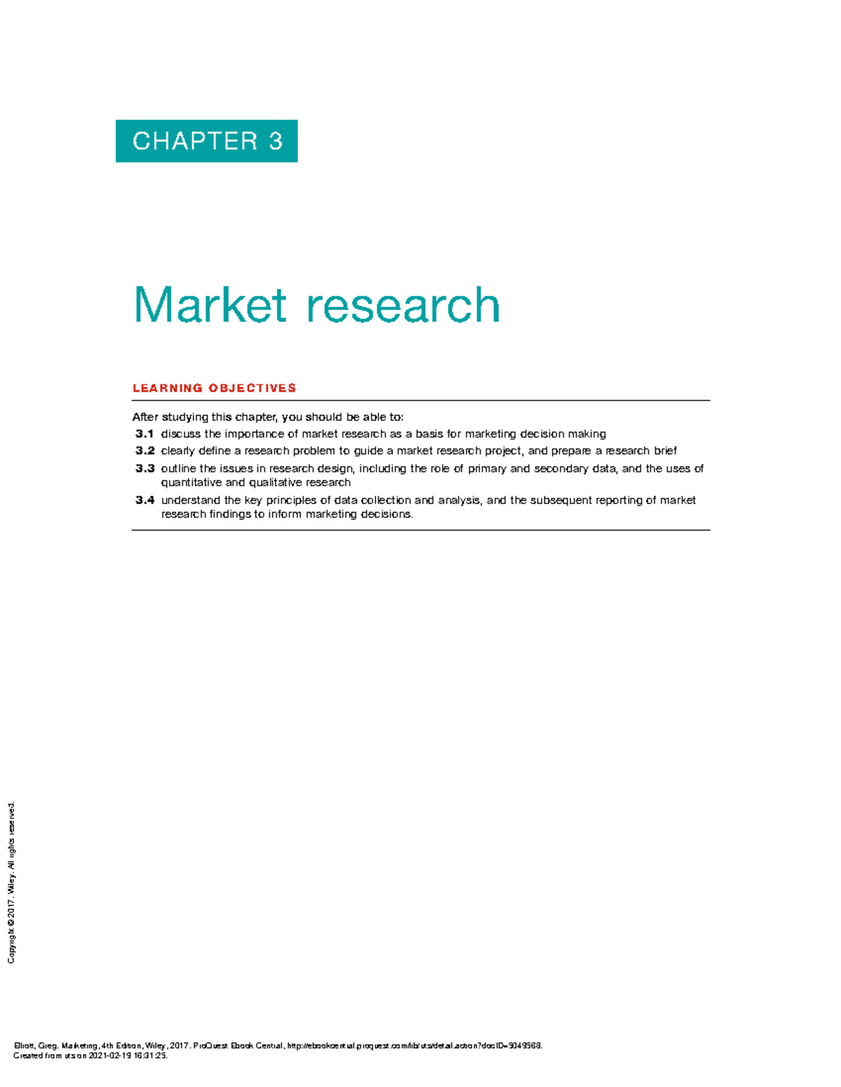 Marketing 4th Edition - ( Chapter 3 Market research) - LEARNING ...