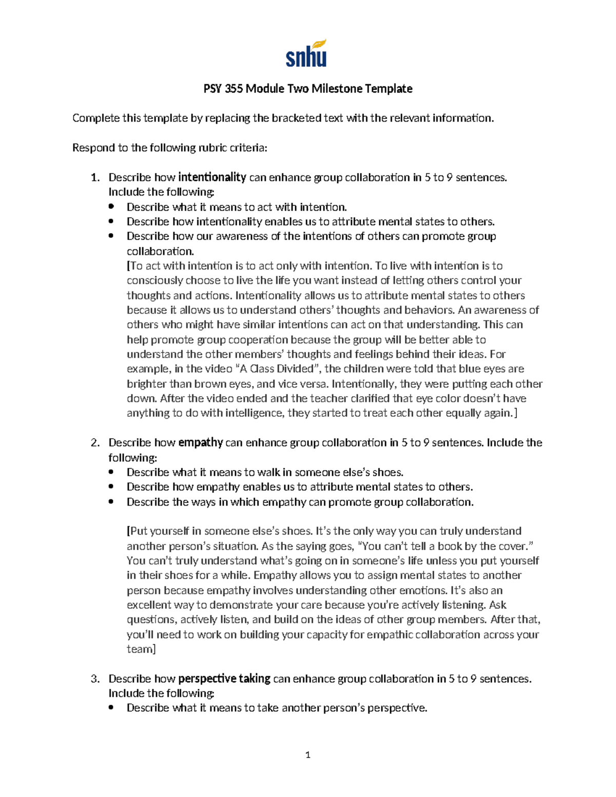 PSY 355 Module Two Milestone HW - Respond to the following rubric ...