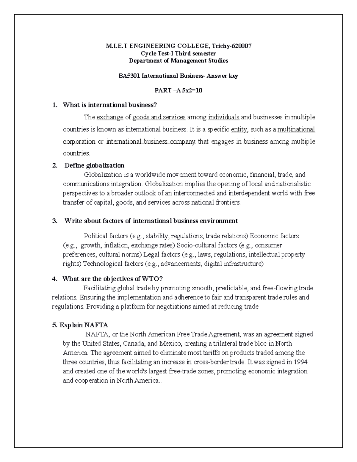 IB Answer key cycle test I odd 2023 - M.I.E ENGINEERING COLLEGE, Trichy ...