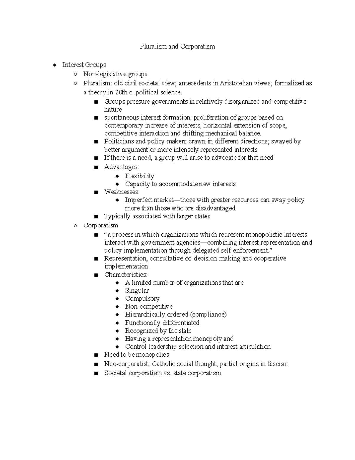 Pluralism and Corporatism - political science. Groups pressure ...